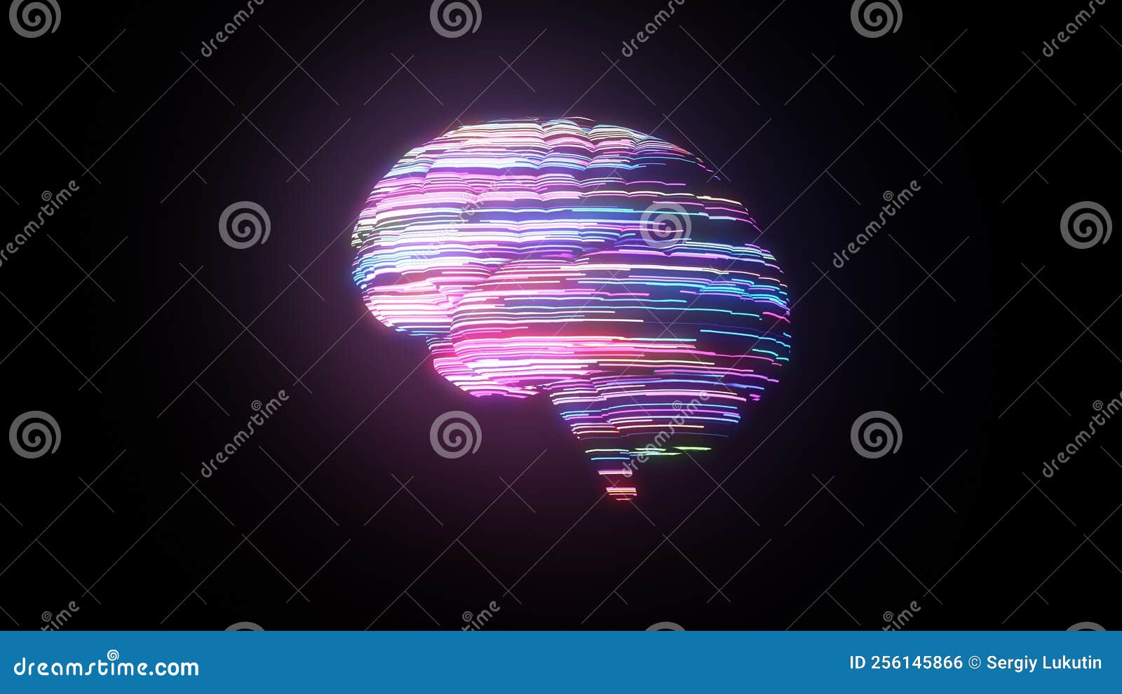 Human Brain with Dynamic Glow Colourful Surface Stock Illustration ...