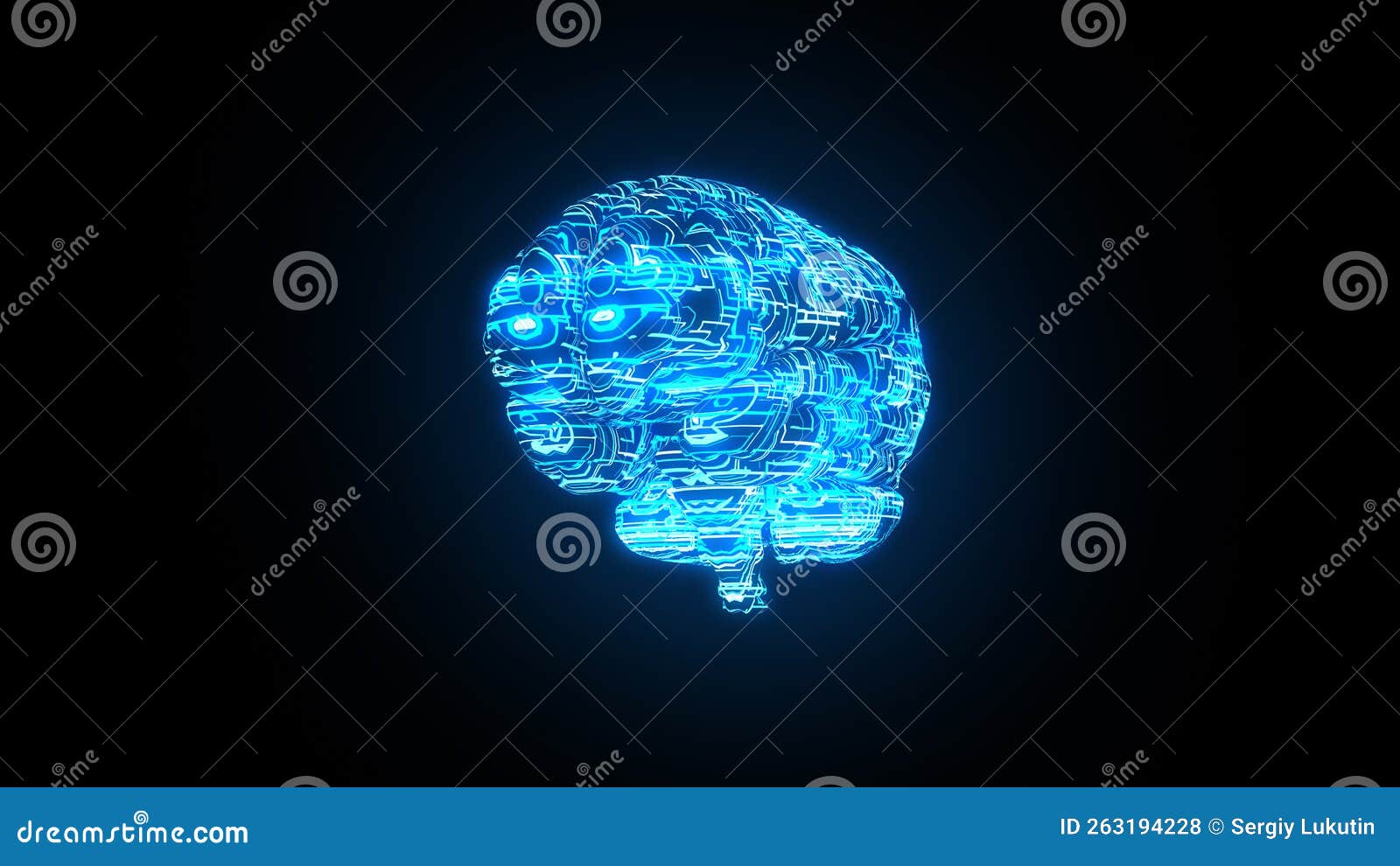 3D Render of Human Brain with Glow Colourful Surface Stock Illustration ...