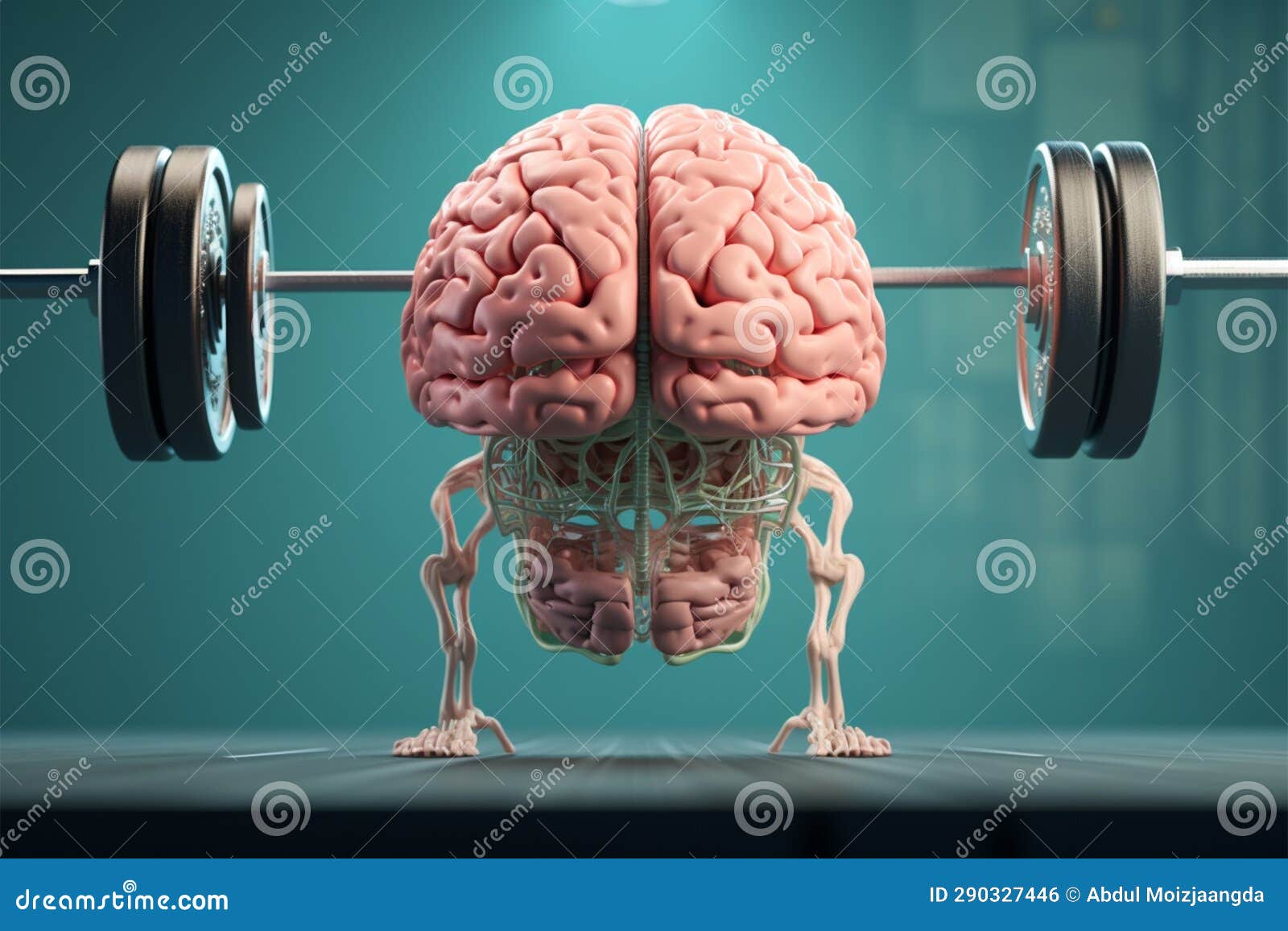 3D Render: Human Brain Lifting Weights, a Powerful Metaphor Stock ...