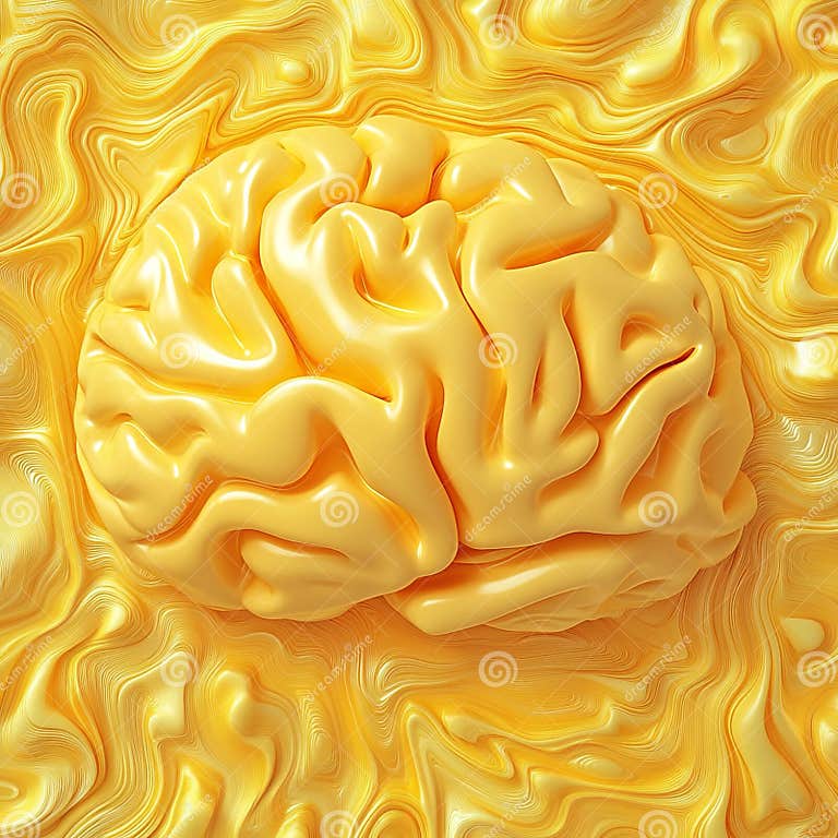 3d Render of a Human Brain in a Liquid, Abstract Background Stock ...