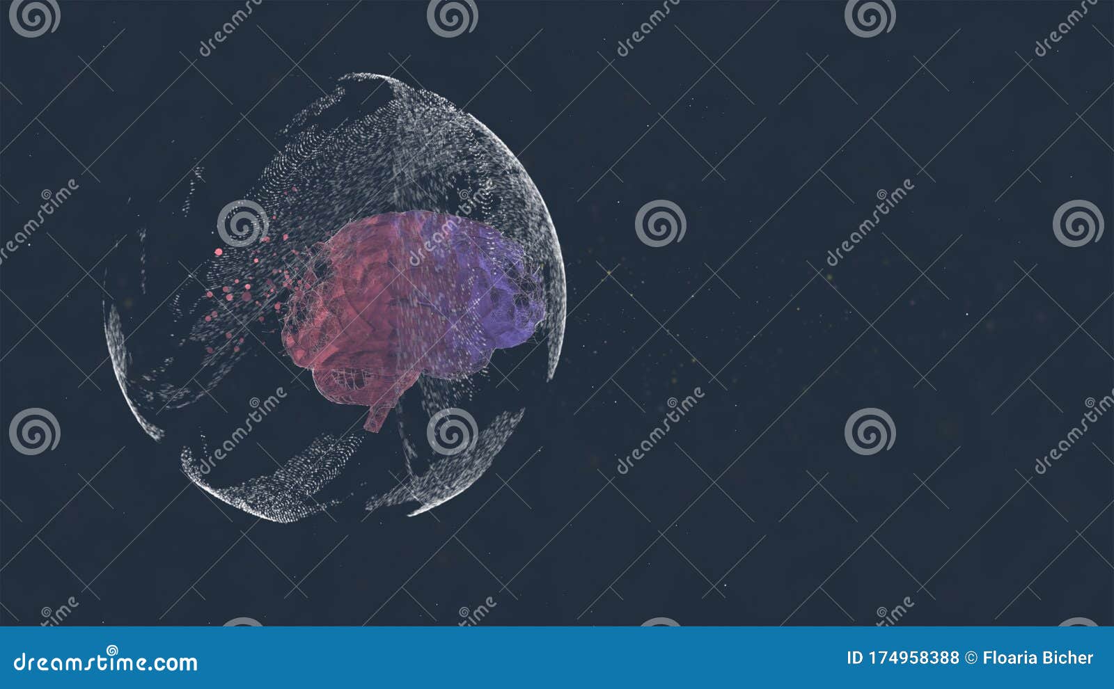 3d Render Human Brain Malfunction with Glitch Motion Tecture Around ...