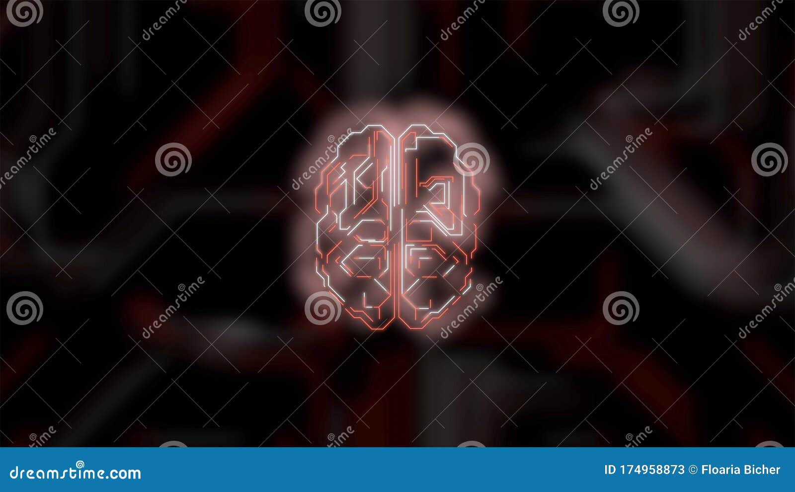 3d Render of Human Brain Malfunction Over Firery Dangerous Background ...