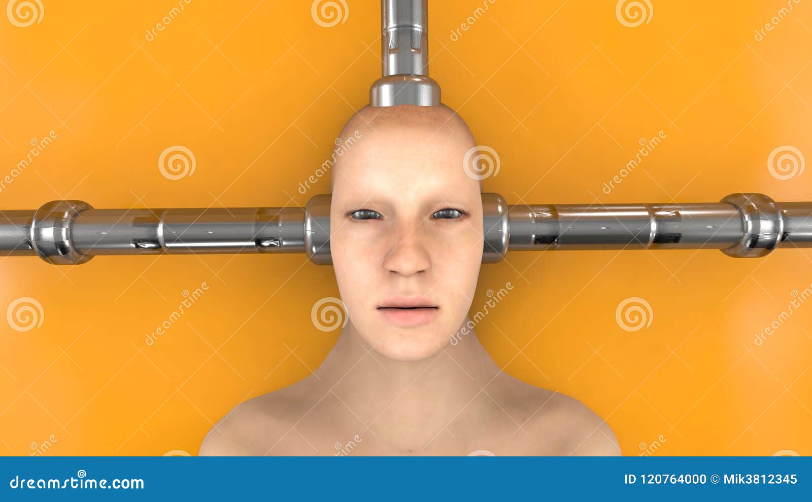 Human Head and Connected Tubes Stock Illustration - Illustration of ...