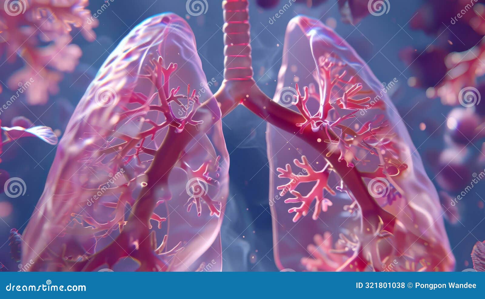 3D Render Human Lung Pinkish-red Color and Has a Spongy Texture Stock ...