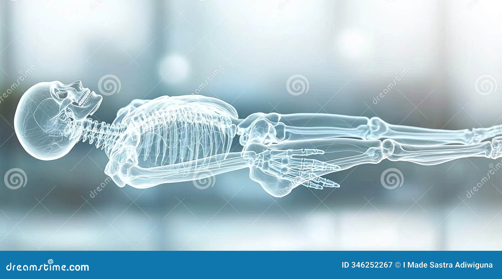 3D Render of a Human Skeleton Lying on Its Back Stock Illustration ...
