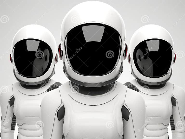 3d Render of Humanoid Robots with Blank Faces Isolated on Gray ...