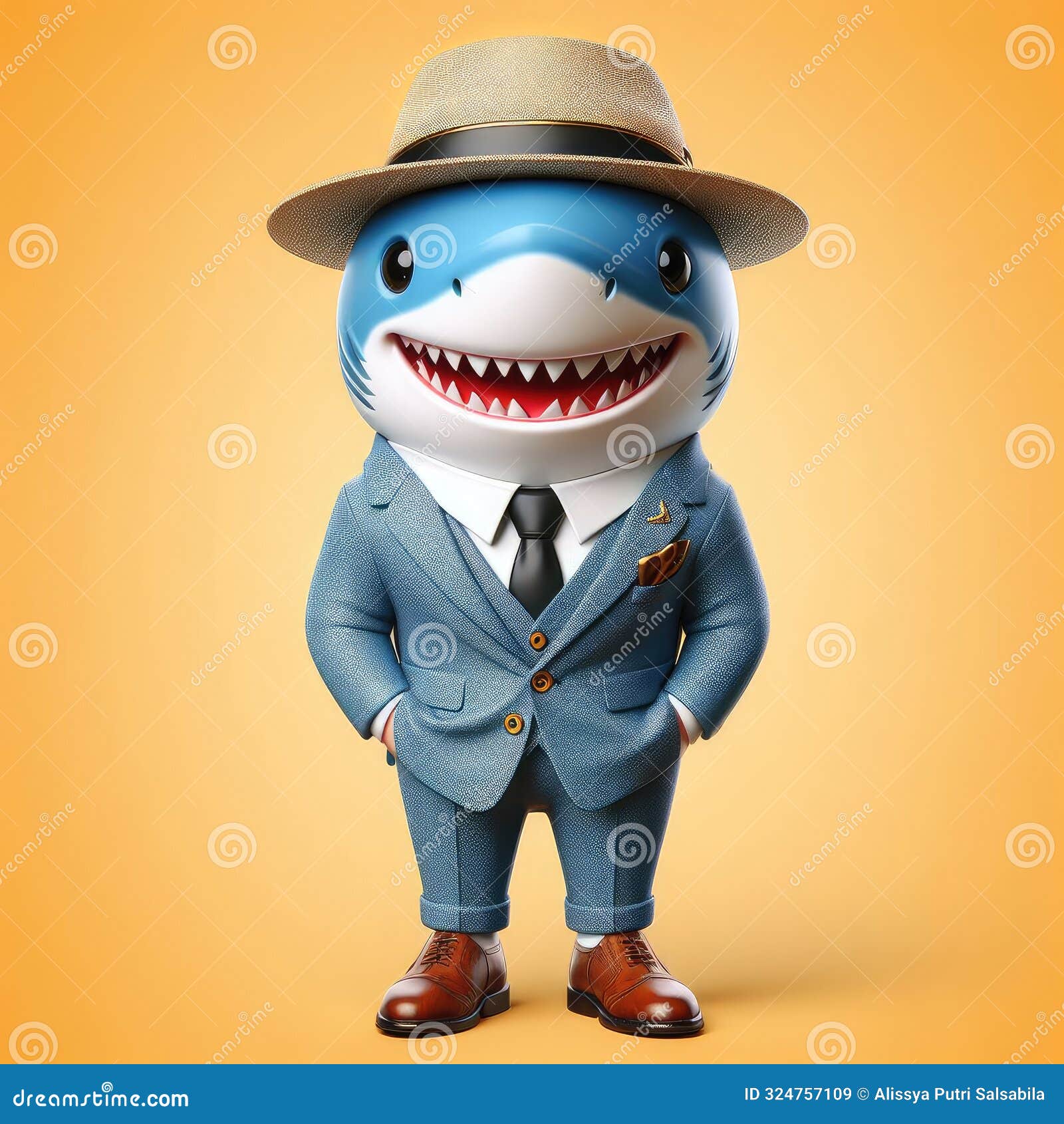 3d Render of Hyena Wearing Hat and Suite Stock Illustration ...