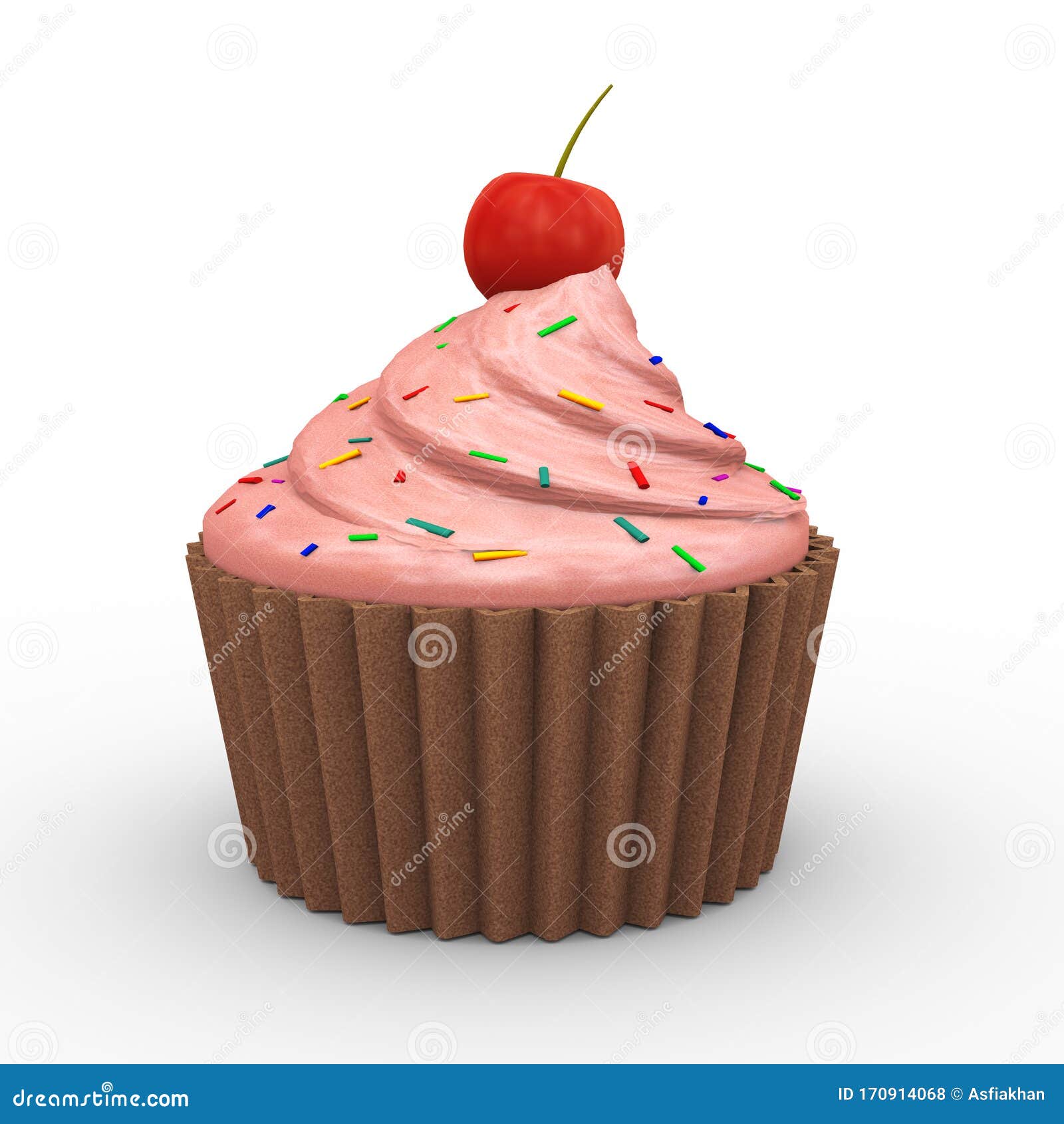 3d Render of Ice Cream Cupcake Stock Illustration - Illustration of ...