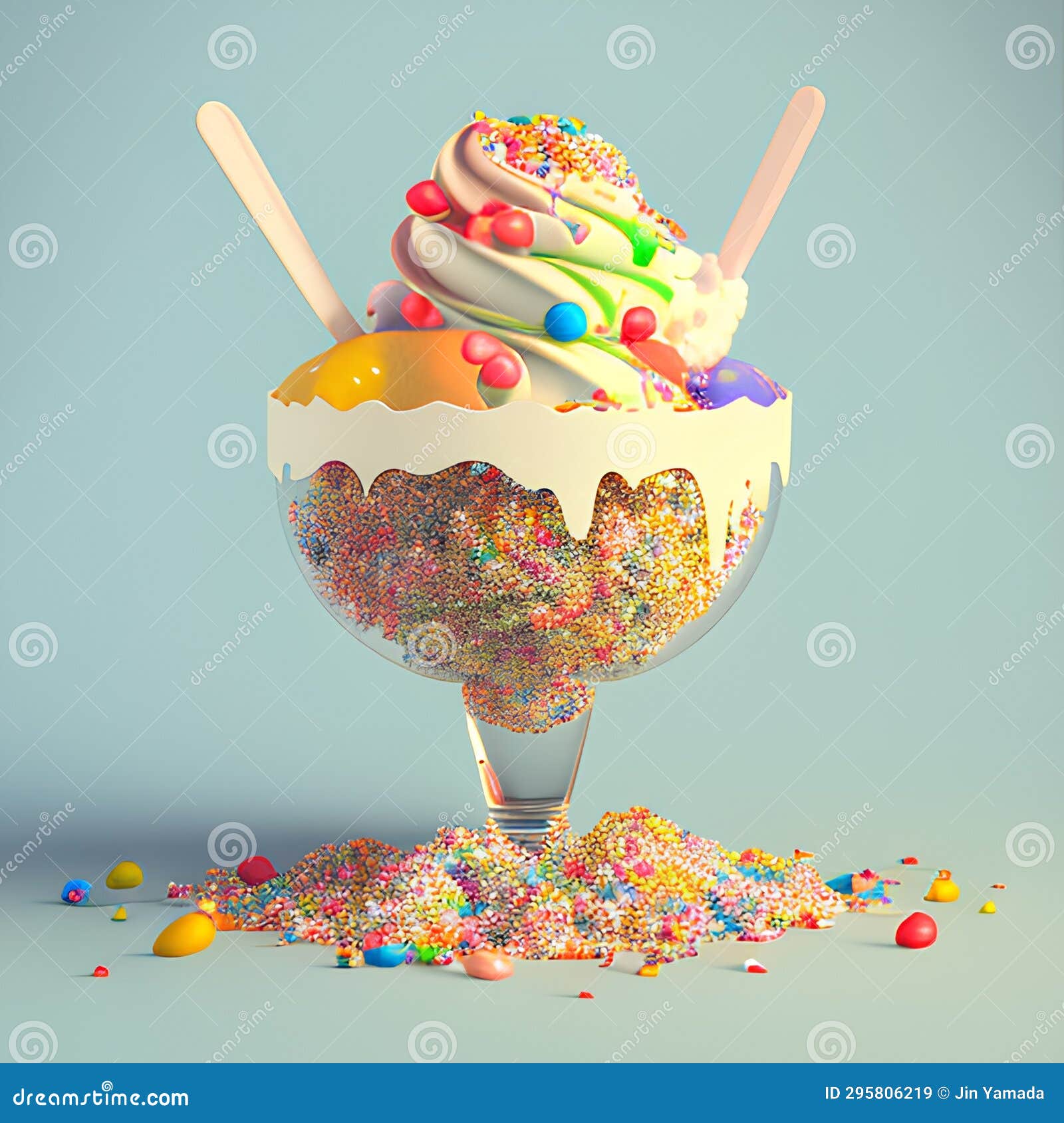 3d Render of Ice Cream in Glass with Multicolored Sprinkles Stock ...