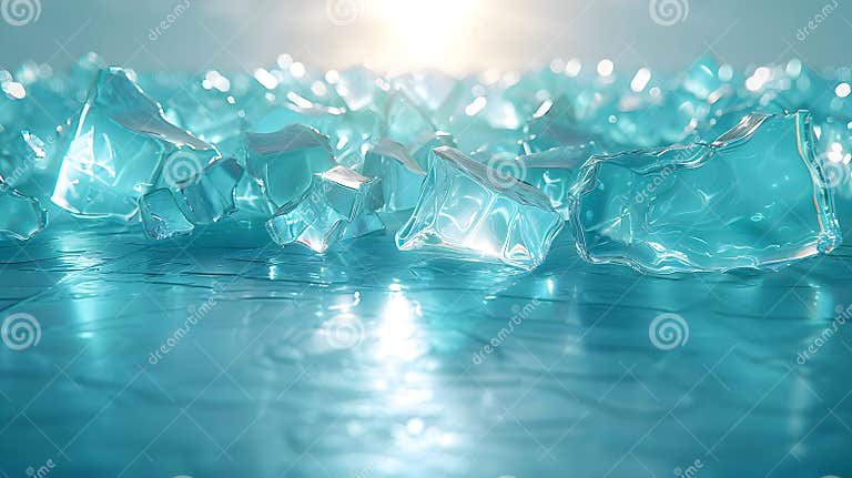 3D Render of Ice Cubes on a Blue Surface Stock Illustration ...