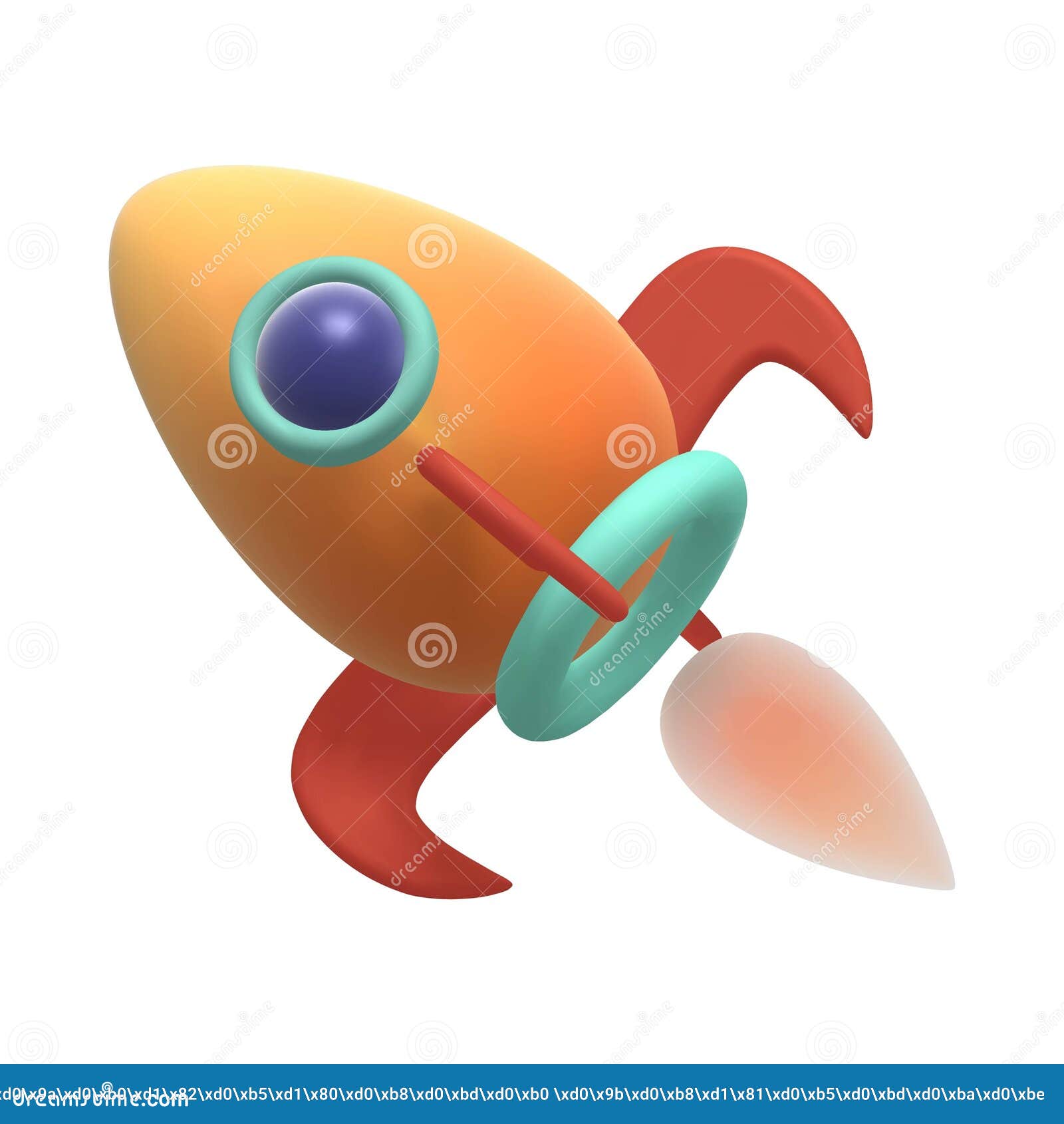 3d Render Icon. a Cartoon Yellow Rocket with a Blue Window and Red ...