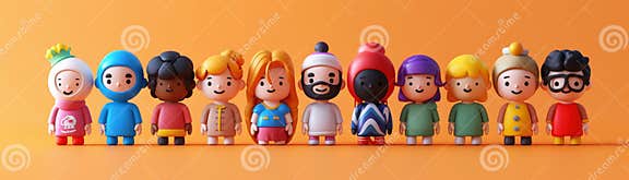 3D Render Icon Clay Style of a Group of Cute Clay Characters Working ...