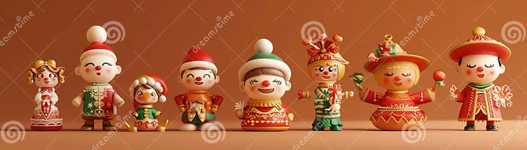 3D Render Icon Clay Style of a Group of Cute Clay Characters Working ...
