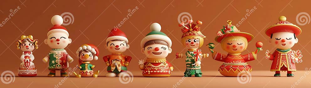 3D Render Icon Clay Style of a Group of Cute Clay Characters Working ...