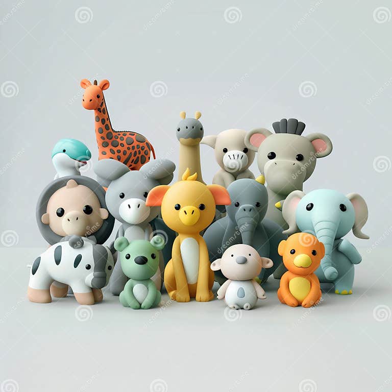 3D Render Icon Clay Style of a Group of Cute Clay Characters Working ...