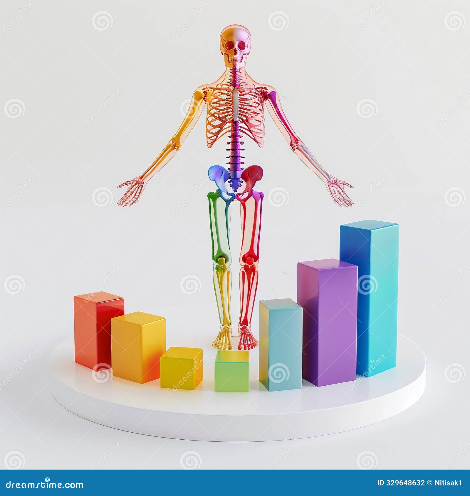 3D Render Icon 3D Bar Chart With Different Anatomy Sections Like Bones ...