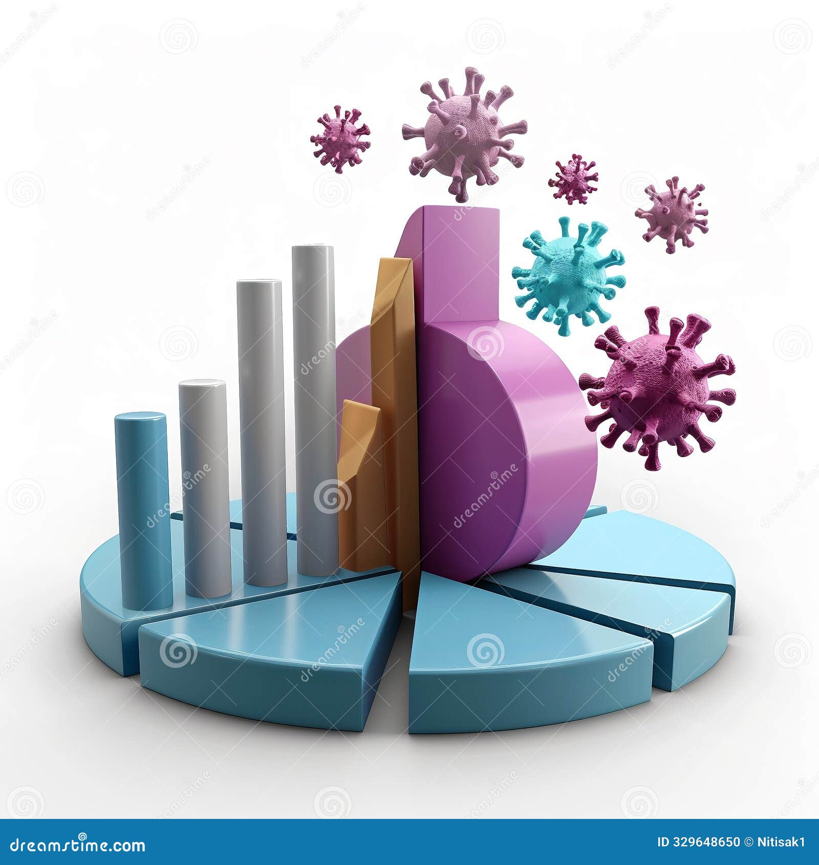 3D Render Icon 3D Bar Chart with Different Anatomy Sections Like Bones ...