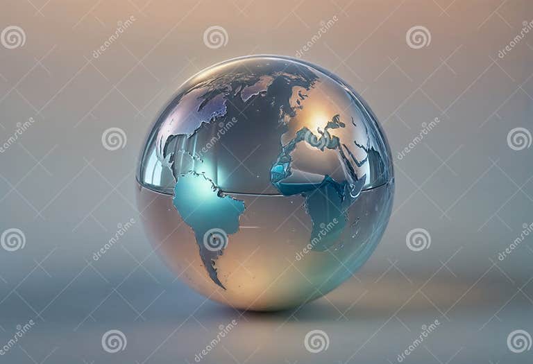 3d Render, Icon,earth Globe Orb, Shiny, Gradient, Iridescent ...
