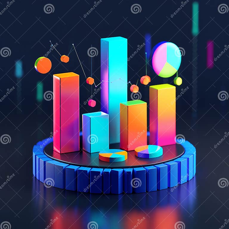 3D Render Icon Histogram with Colorful 3D Elements Showcasing Data ...
