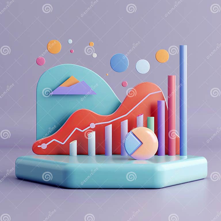 3D Render Icon Line Graph Tracking Energy Consumption with a Playful ...