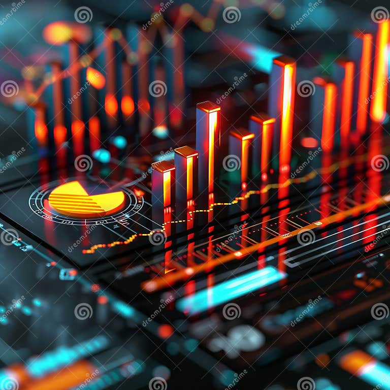 3D Render Icon Line Graph Tracking Energy Consumption with a Playful ...
