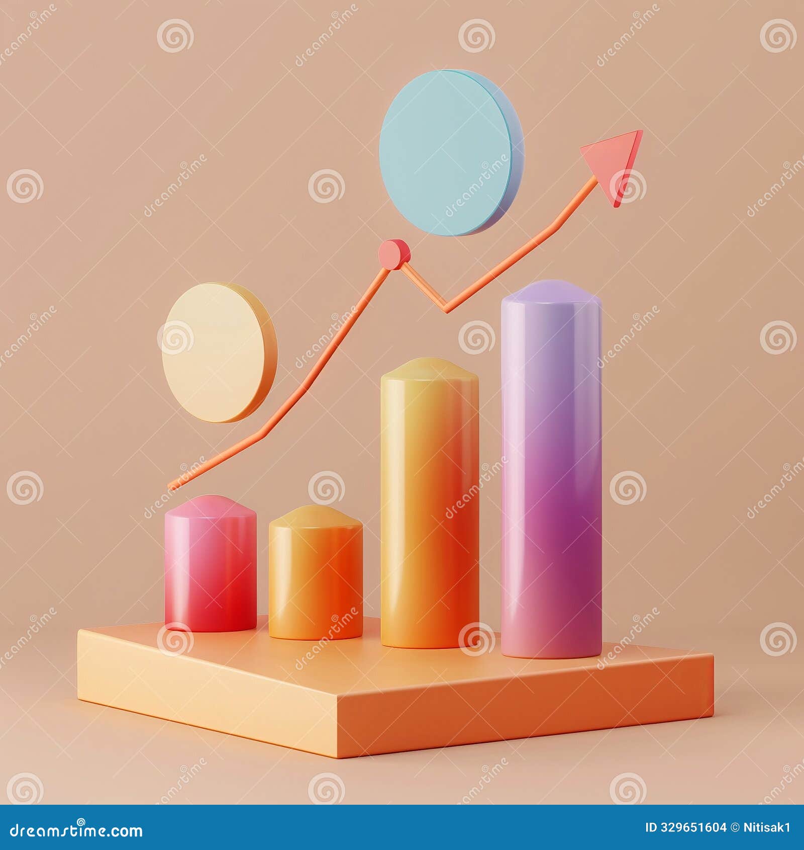 3D Render Icon Line Graph Tracking Energy Consumption with a Playful ...
