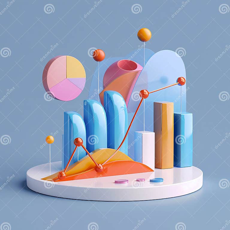 3D Render Icon Line Graph Tracking Energy Consumption with a Playful ...