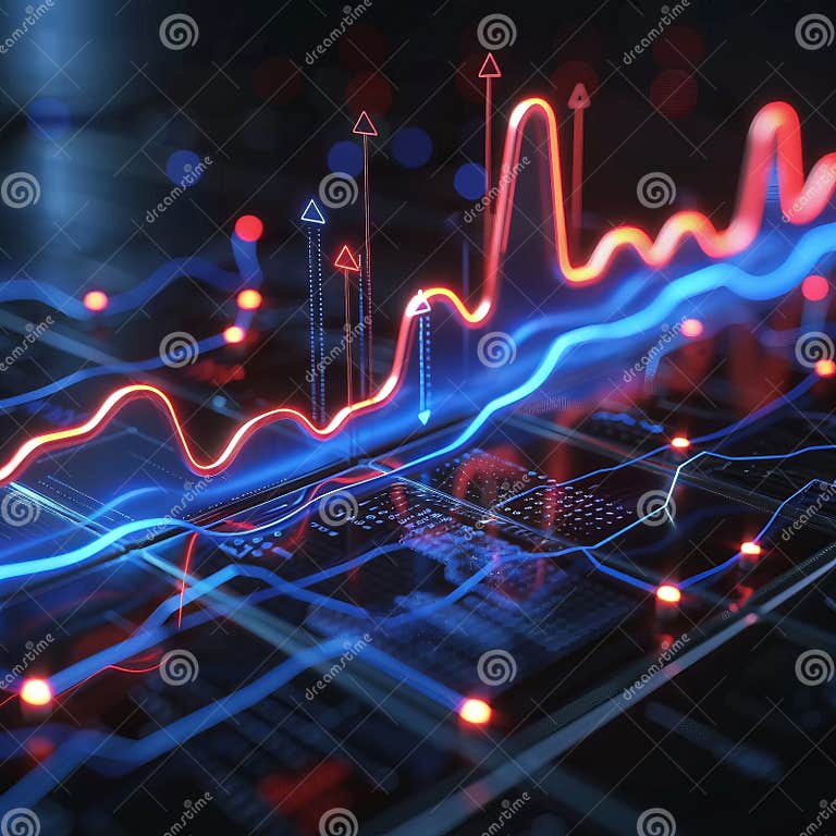 3D Render Icon Line Graph Tracking Energy Consumption with a Playful ...