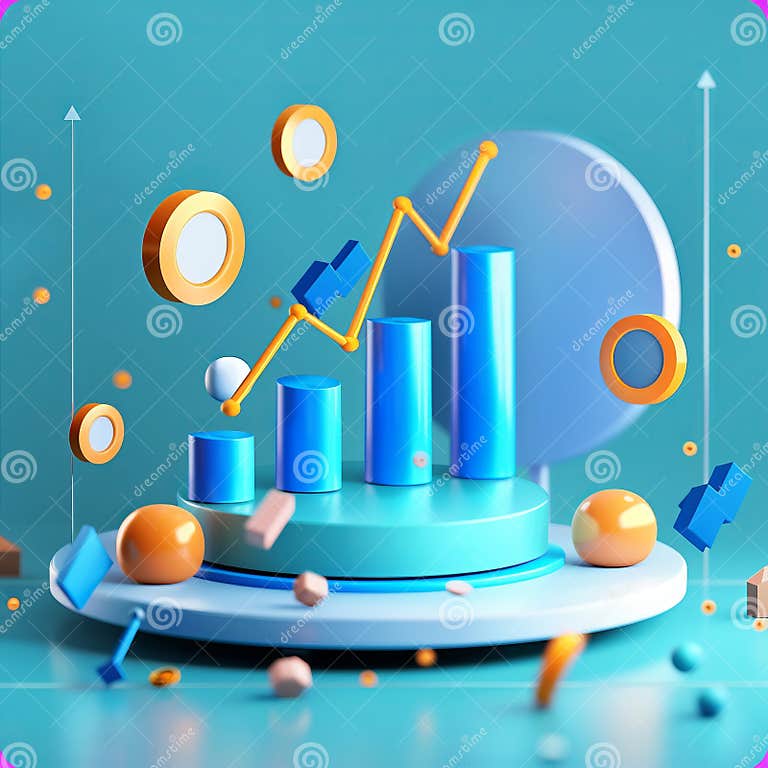 3D Render Icon Line Graph Tracking Energy Consumption with a Playful ...