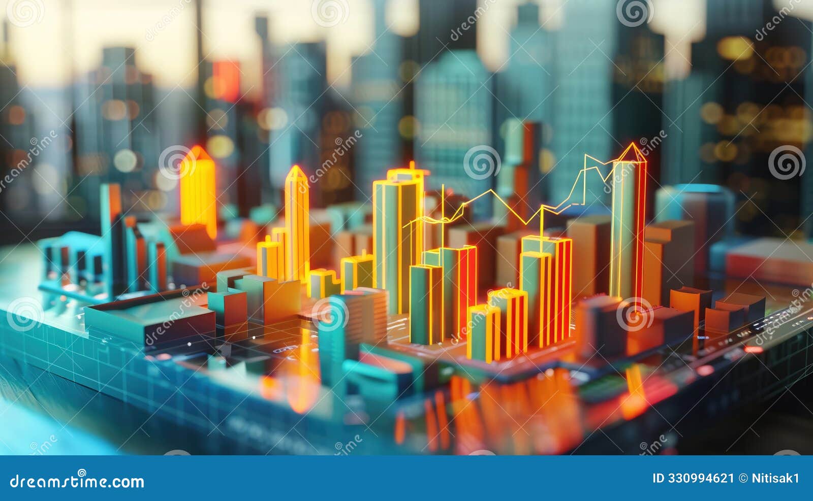 3D Render Icon Line Graph Tracking Energy Consumption with a Playful ...