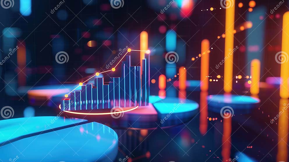 3D Render Icon Line Graph Tracking Energy Consumption with a Playful ...