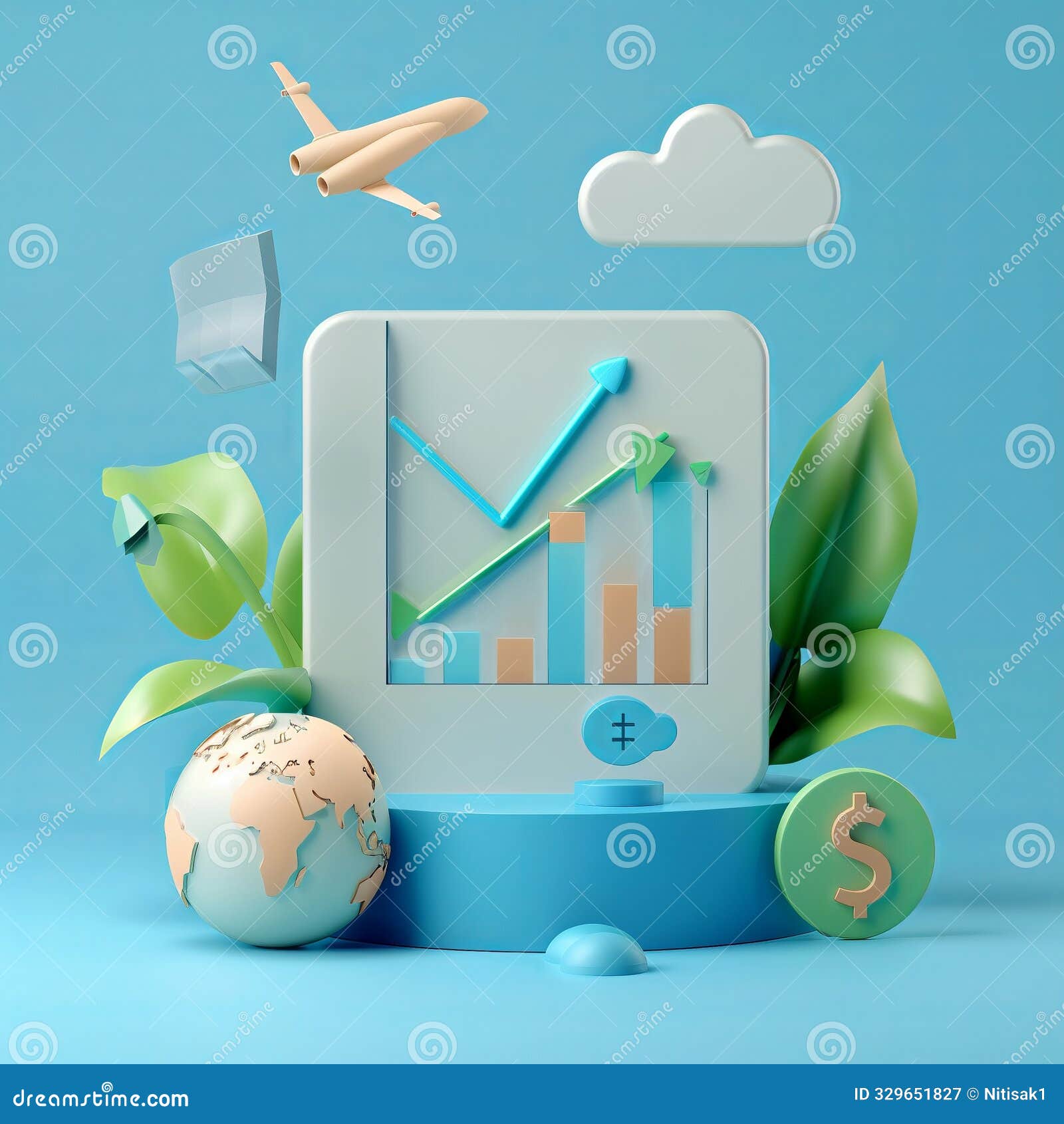 3D Render Icon Line Graph Tracking Energy Consumption with a Playful ...
