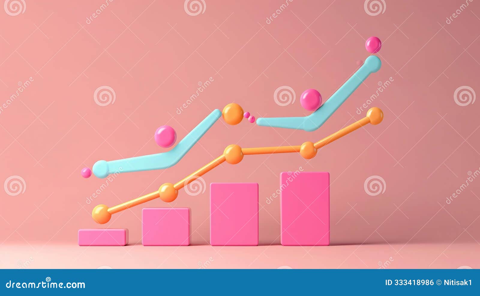 3D Render Icon Line Graph Tracking Energy Consumption with a Playful ...