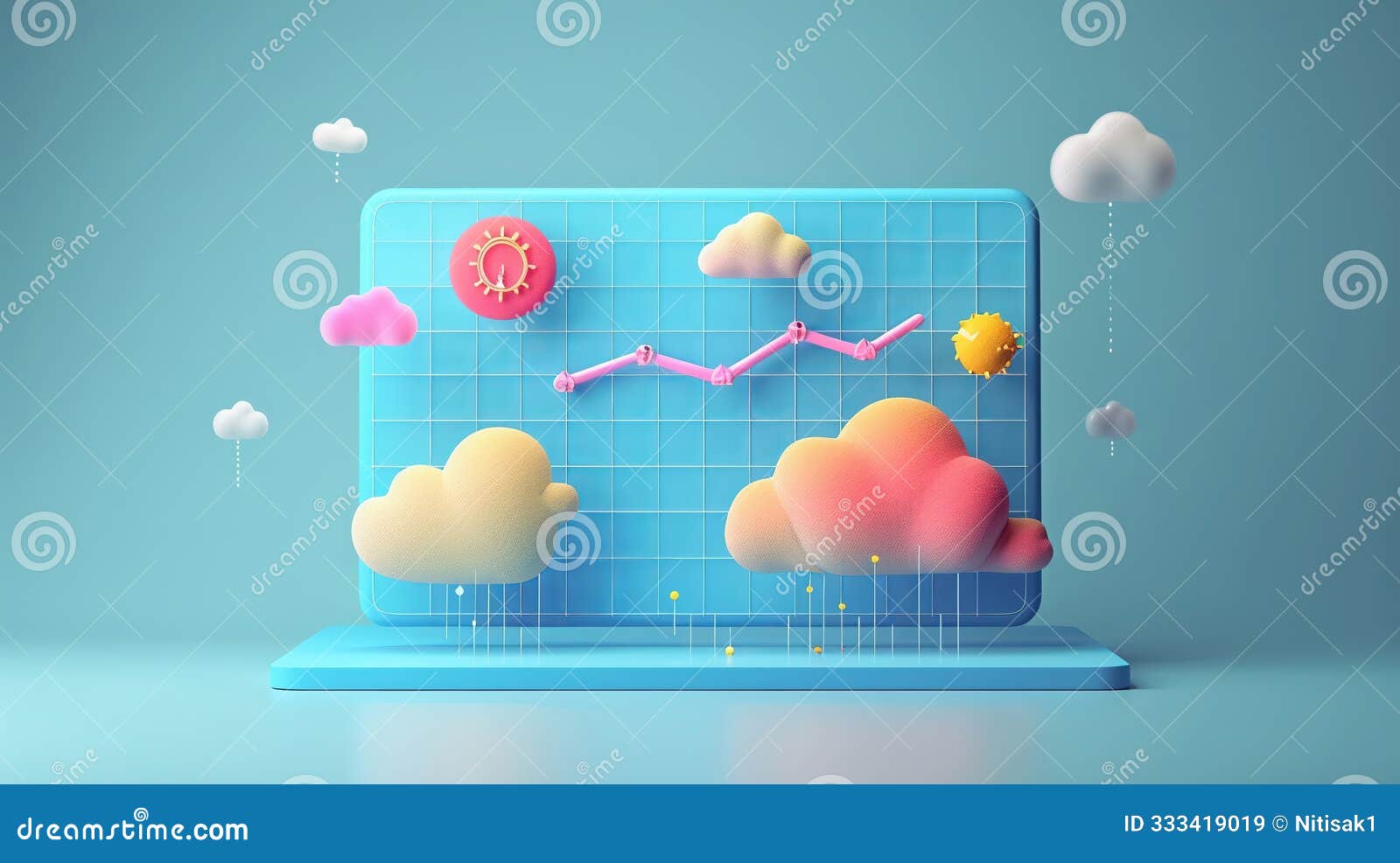 3D Render Icon Line Graph Tracking Energy Consumption with a Playful ...