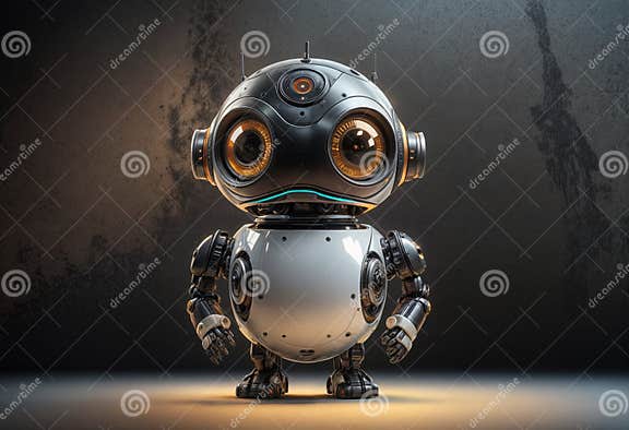 3d Render, Icon, Orb-shaped Robot with Expressive Eyes, Shiny, Gradient ...