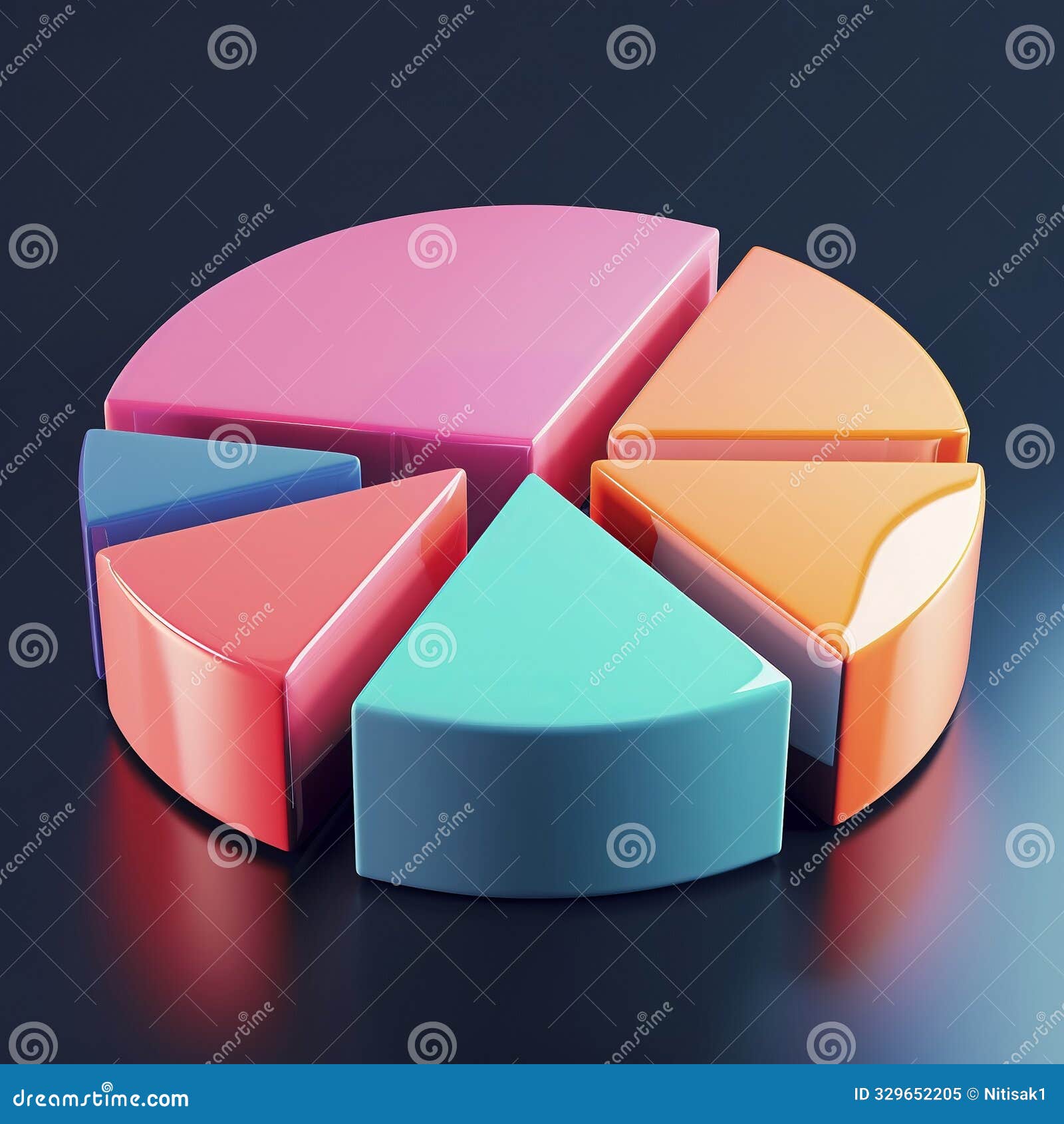 3D Render Icon Pie Chart with Segments Representing Different Stages of ...
