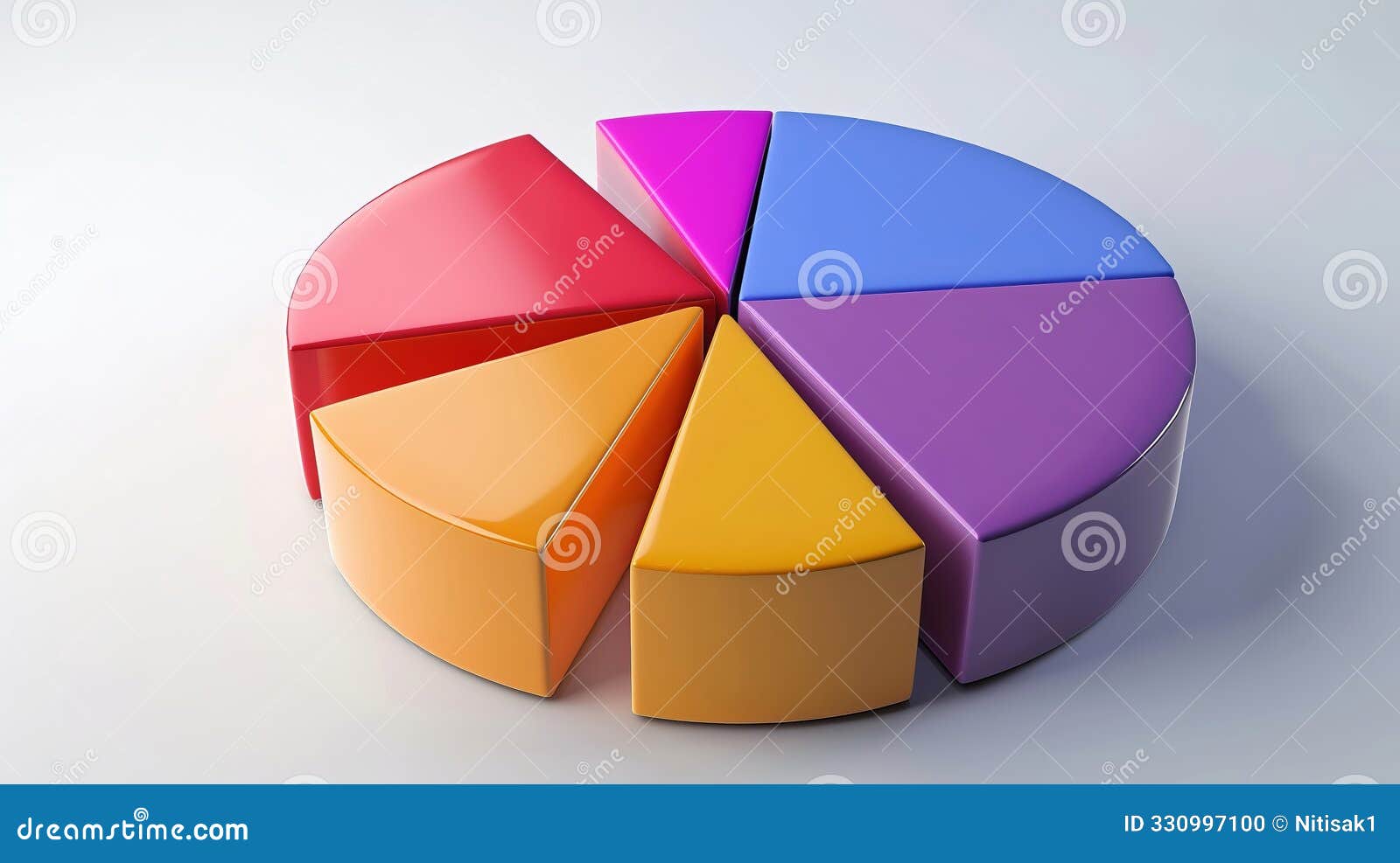 3D Render Icon Pie Chart with Segments Representing Different Stages of ...