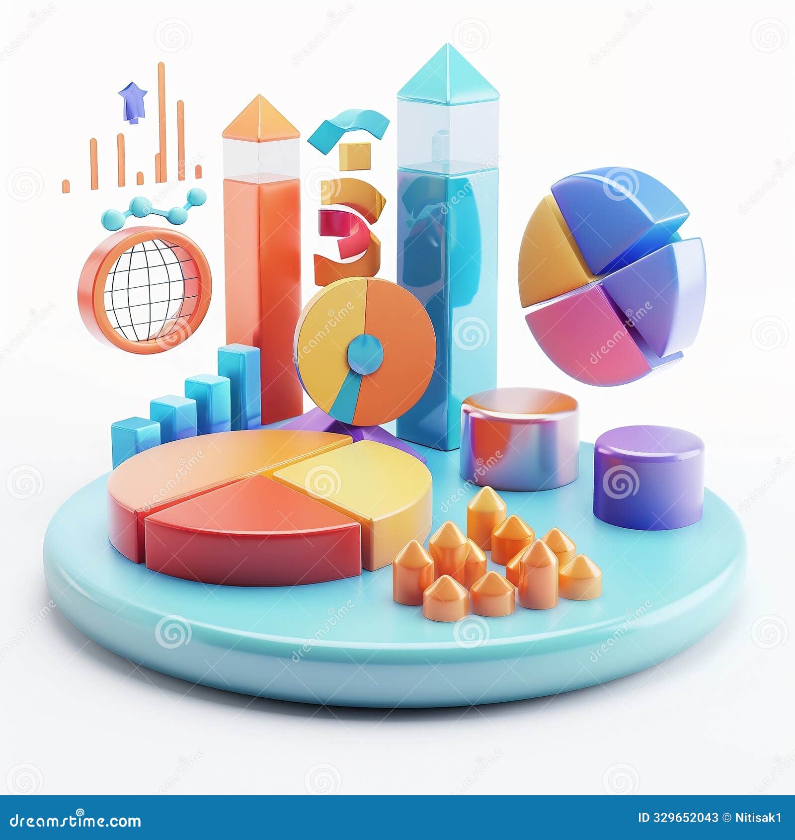 3D Render Icon Pie Chart Showing the Distribution of Wealth in the ...