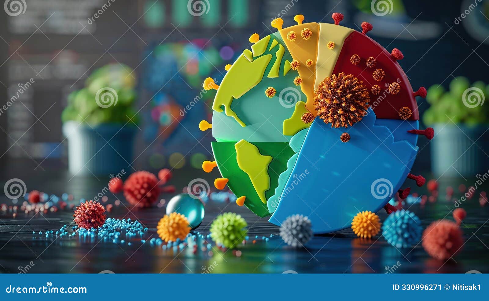 3D Render Icon Pie Chart Showing The Earths Climate With Labeled ...