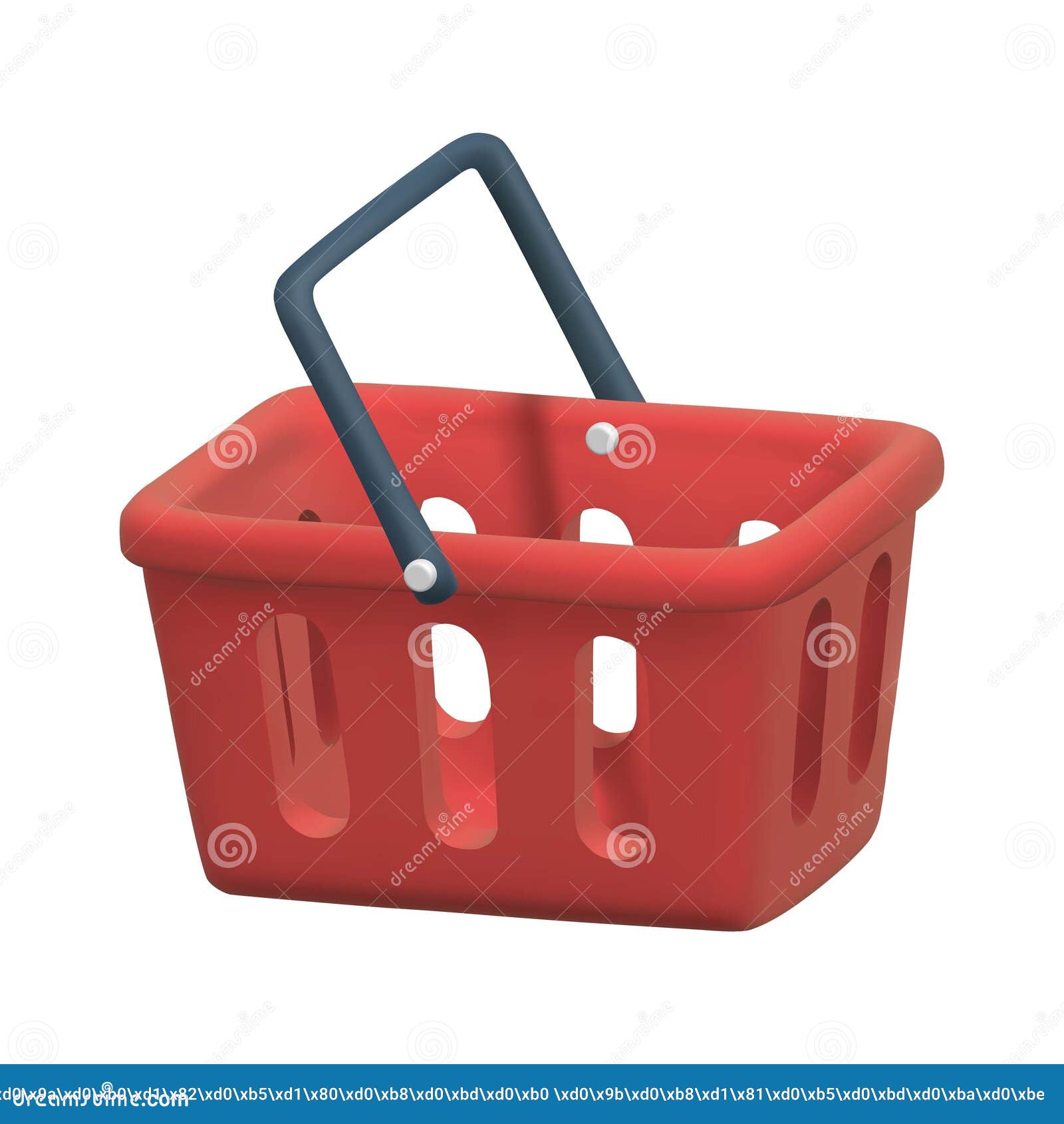 3d Render Icon. Red Basket with a Black Handle Stock Vector ...