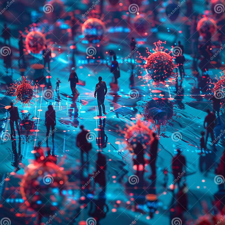 3D Render Icon Scatter Plot with Cute Creatures Interacting on a Solid ...