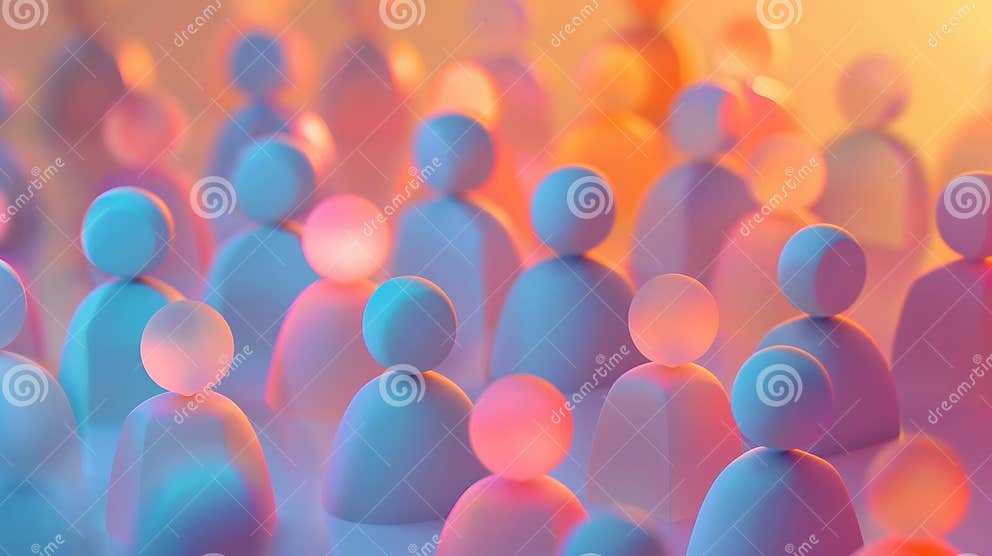 3D Render Icon Scatter Plot with Cute Creatures Interacting on a Solid ...