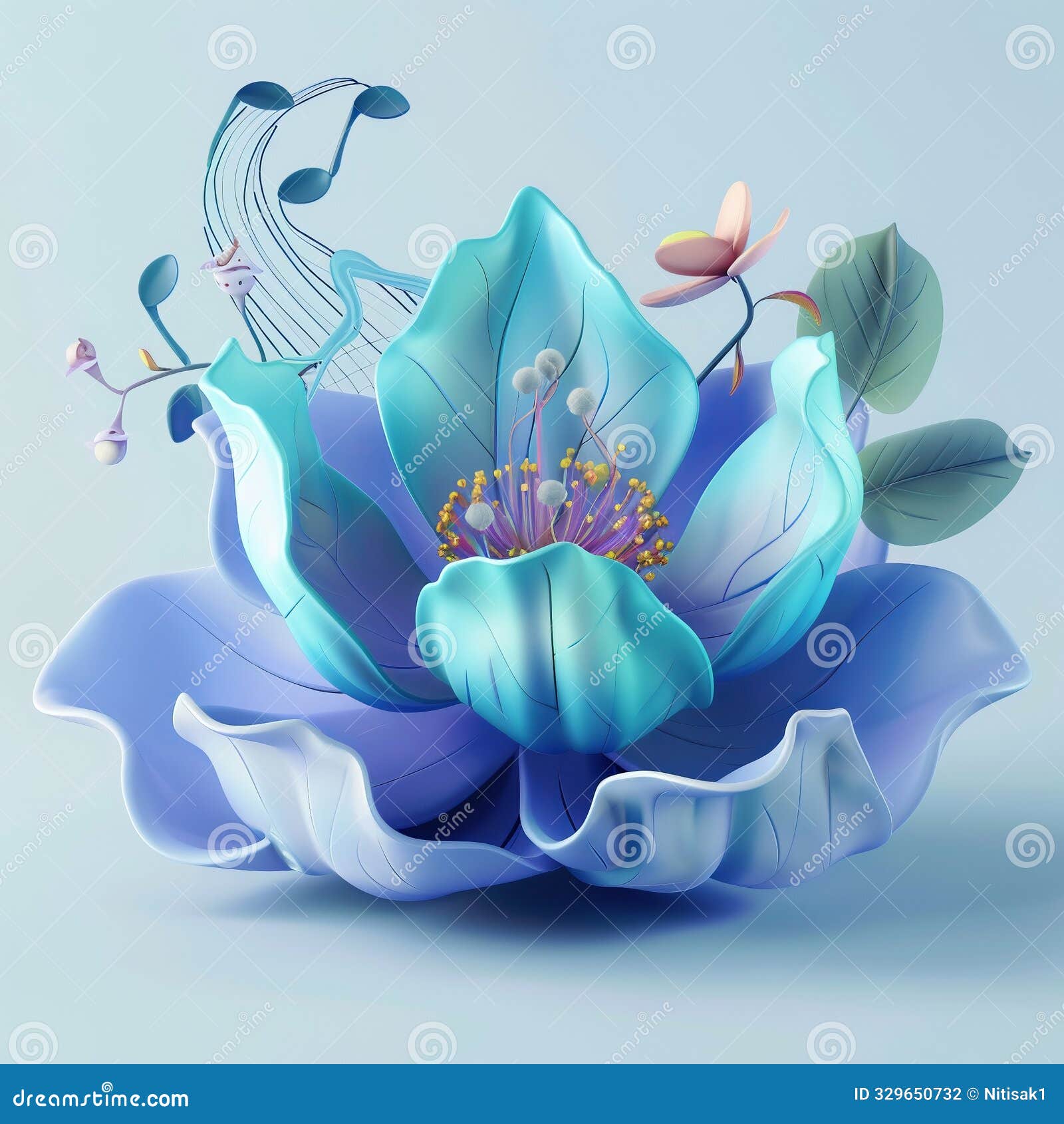 3D Render Icon a Singing Flower Icon 3d Technology Stock Illustration ...