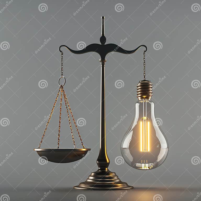 3D Render Icon Symbolic Objects Like Scales for Justice or Lightbulbs ...
