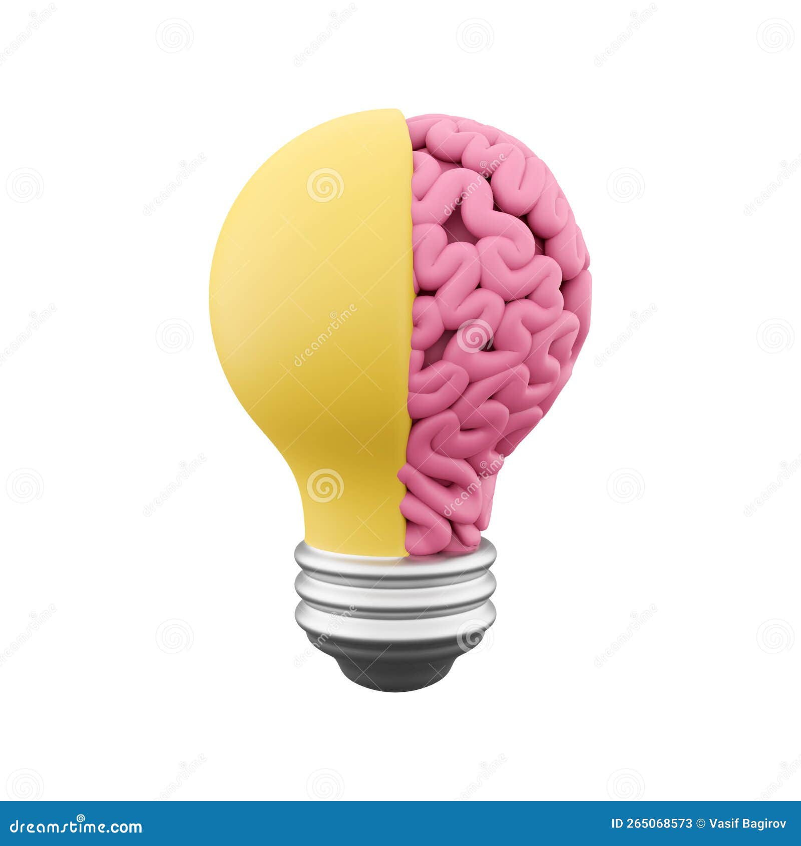 3d Render Idea and Innovation, Yellow Light Bulb Symbol on White ...