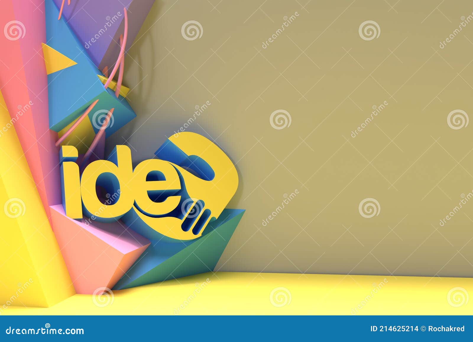 3D Render Idea Lettering Typographical with Human Hand Logo Type 3D ...