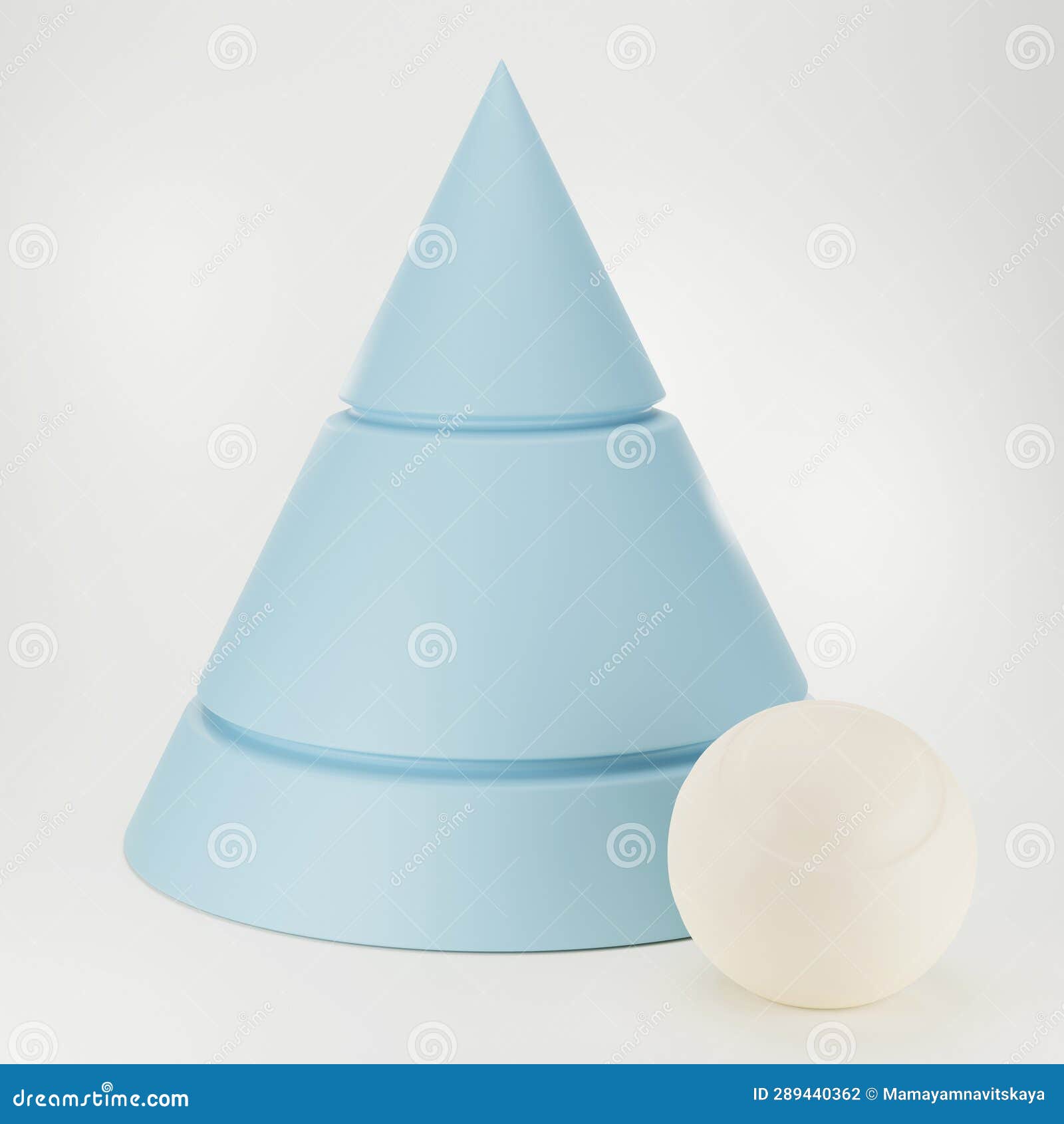 3d Render Illustration, Abstract Cone Object with Round Element ...