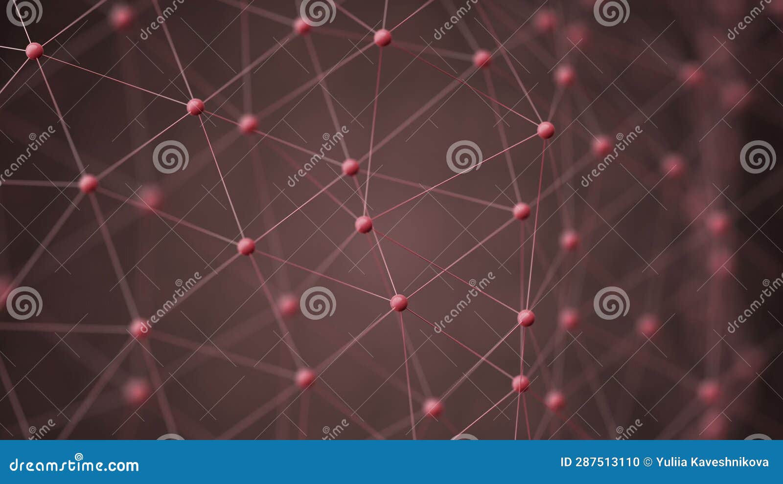 3D Render Illustration Abstract Red Cyberspace Neural Network AI ...