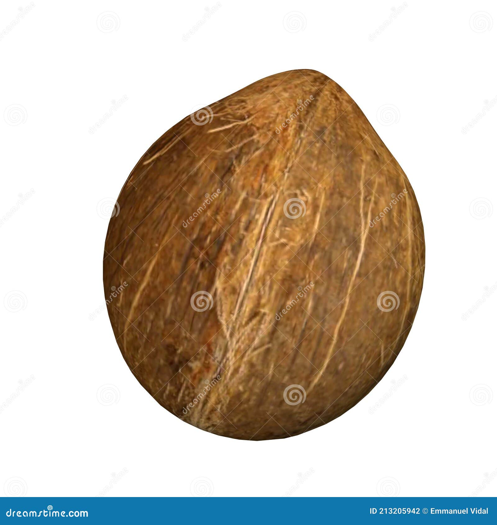 Front View of Food Fruit Vegetable Coconunt 2 White Background 3D ...