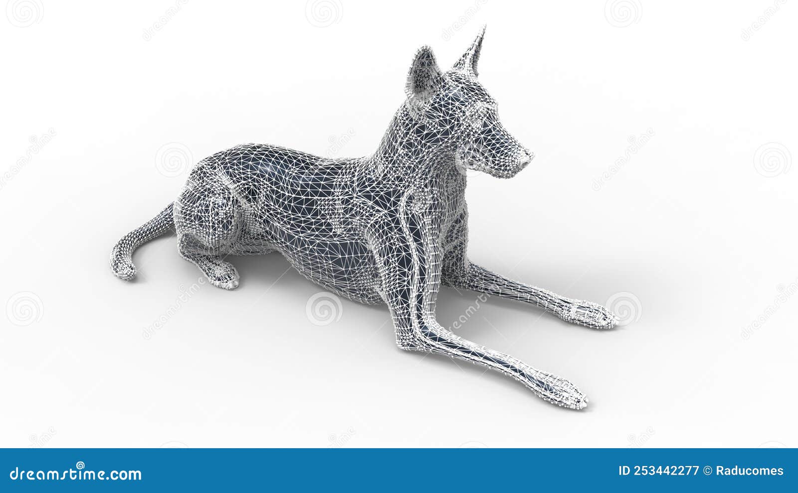 3D Render - Atom Array Dog Mesh Stock Illustration - Illustration of ...